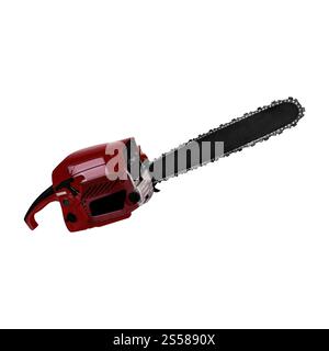 Red professional chainsaw isolated on white background Stock Photo - Alamy