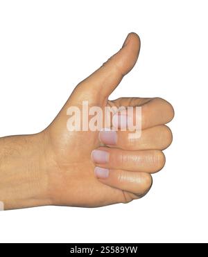 The human hand shows the ok sign gesture with a colored background ...