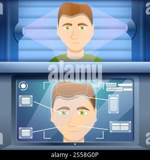 technology facial recognition camera cartoon vector illustration Stock ...