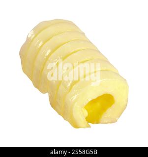 Butter curl on white background Stock Photo - Alamy