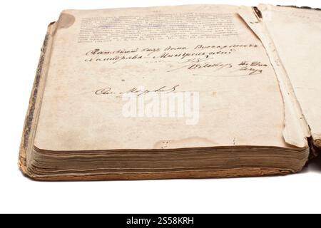 Old book isolated on white background Stock Photo - Alamy