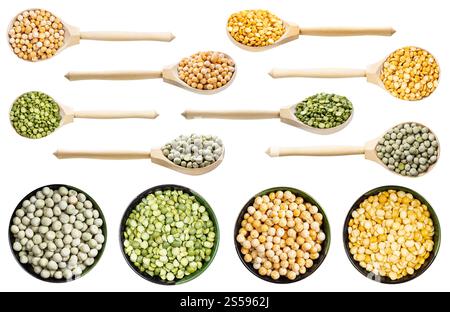 Set of green peas. Green peas isolated on a white background ...