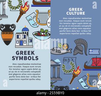 Greek symbols welcome to Greece tourism vector national flag and ...
