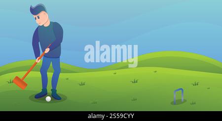 Croquet concept banner. Cartoon illustration of croquet vector concept ...