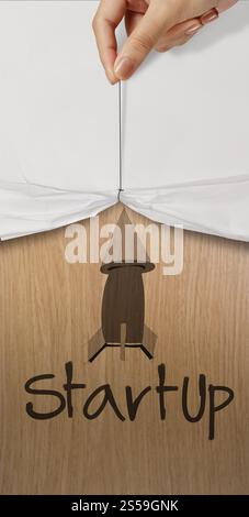 hand pull wrinkled paper show think outside the box with crumpled paper ...