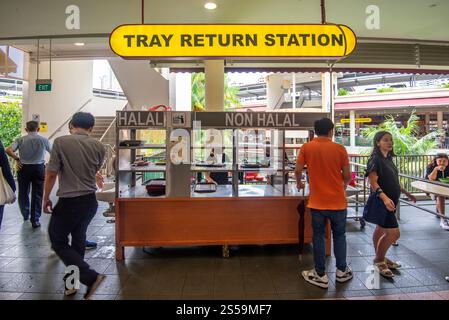 Tray return station, halal and non halal, self service food court ...
