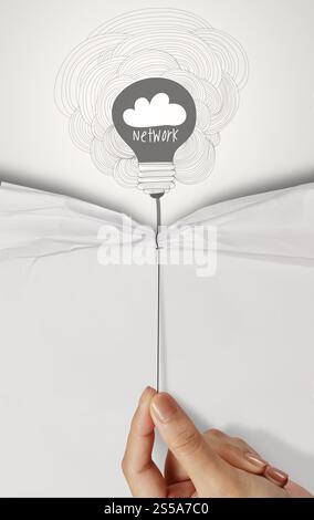 hand pull wrinkled paper show think outside the box with crumpled paper ...