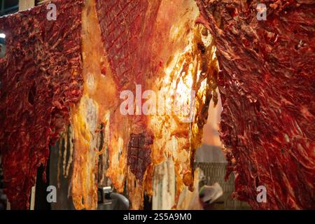 Cecina from Oaxaca. Mexican sliced cured pork or beef meat from Oaxaca ...