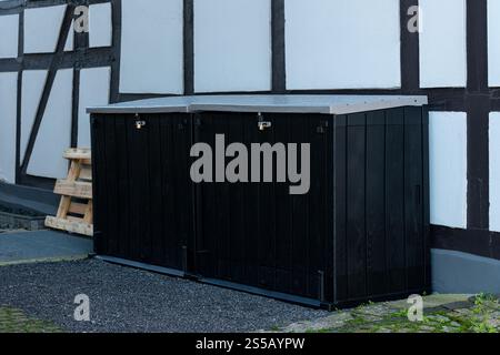 A traditional half timbered house with simple saltires and brick ...