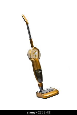 Modern yellow vacuum cleaner isolated on white Stock Photo - Alamy