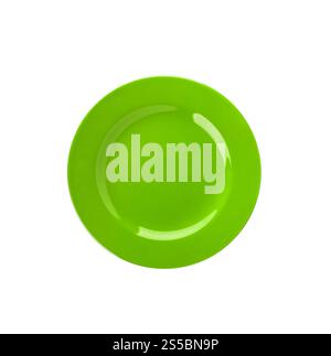 Green plate isolated on white background Stock Photo - Alamy