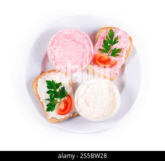 Canape toasts with red caviar, on black background Stock Photo - Alamy