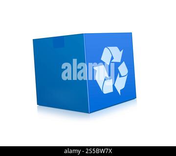blue box represents recycling isolated on white. blue box represents ...