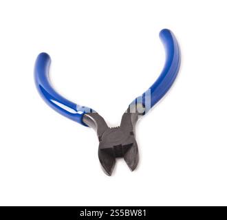 Metal pliers with plastic handle isolated on white background Stock ...