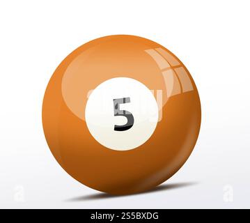 Number five billiard ball isolated on white background. Number five ...