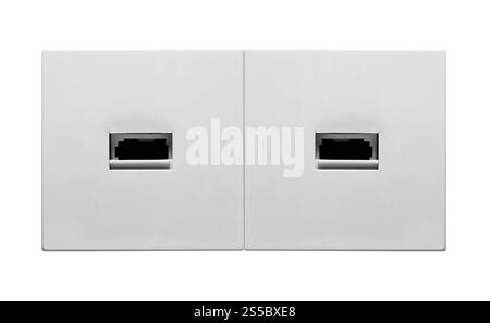 Network wall outlet isolated on white background. Network wall outlet ...