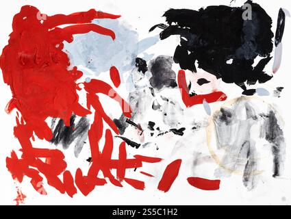 artist brush in hand.painted hand holding art brush with orange and ...