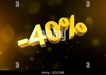 40% off discount. Offer sale. 3D illustration isolated on black ...