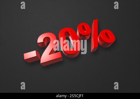 20% off discount. Offer sale. 3D illustration isolated on black ...