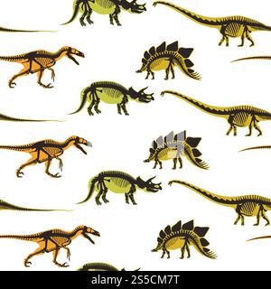 Dinosaurs and pterodactyl types of animals seamless pattern isolated on ...