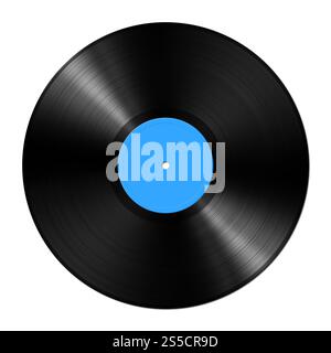 Vinyl record isolated on blue background. Horizontal banner. 3D ...