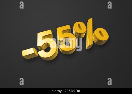 55% off discount. Offer sale. 3D illustration isolated on white ...