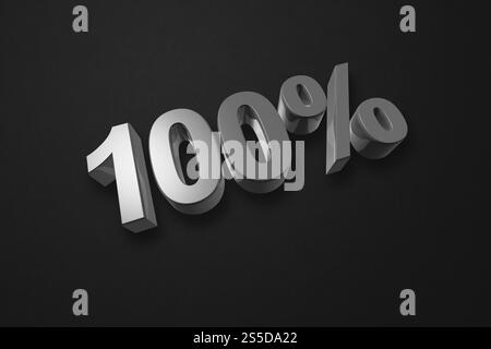 100% silver number. 3D illustration isolated on black Stock Photo - Alamy