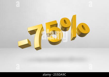 75% off discount. Offer sale. 3D illustration isolated on black ...