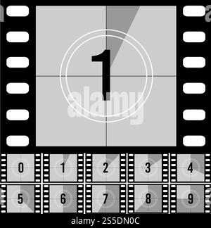 Countdown frames. Retro film movie timer universal counter with numbers ...