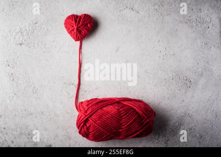 Heart Shaped Yarn and Crochet handmade square pattern, pink yarn coil ...