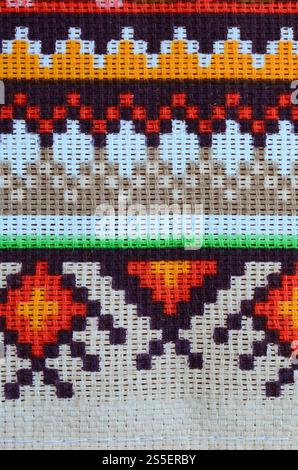 Traditional Ukrainian folk art knitted embroidery pattern on textile ...