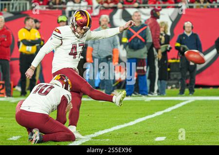 Washington Commanders kicker Zane Gonzalez (47) celebrates his field ...
