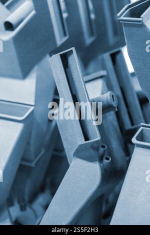 Complex multi-part model printed on 3D printer from black polyamide ...