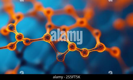 Intricate 3D molecular structure of peptides,with glowing elements and ...