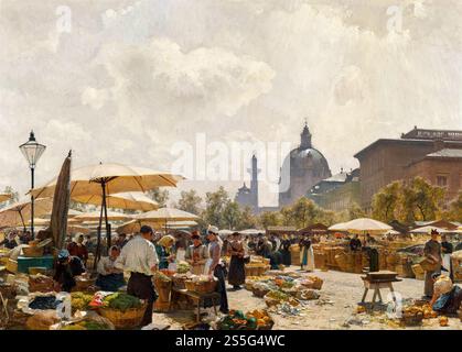 Carl Moll painting, The Naschmarkt in Vienna, oil on canvas, 1894 Stock ...