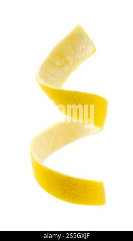 Twirl of lemon peel isolated on white Stock Photo - Alamy