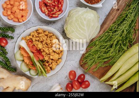 Fried Chicken Pop with Chili Scallions and tomatoes Stock Photo - Alamy
