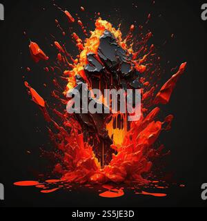 sprite lava splash vfx game ai generated. fire frame, explosion boom ...