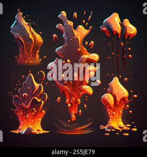 frame lava splash vfx game ai generated. explosion boom, 2d element ...