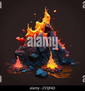 2d lava splash vfx game ai generated. element orange, energy flash ...