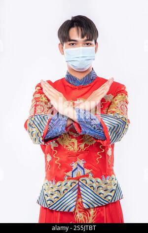 Asian man wear face mask protect coronavirus covid 19 on street city ...