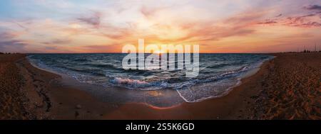 Beautiful high resolution panorama of orange and red sunset clouds in ...