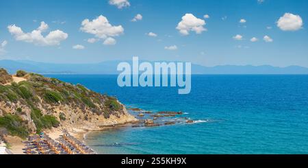 Summer sea top view and Voulitsa beach (Mount Athos peninsula ...