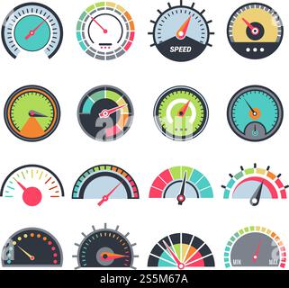 Speedometer symbols. Level fuel rating indication score graph guage ...