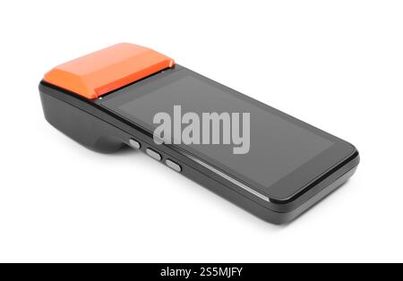 One modern payment terminal isolated on white Stock Photo - Alamy