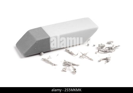 One eraser and scraps isolated on white Stock Photo - Alamy