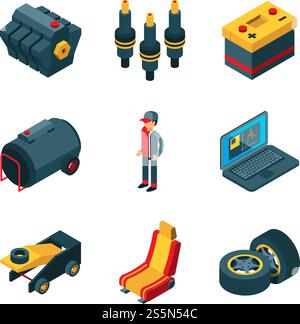Vector isometric auto parts shop Stock Vector Image & Art - Alamy