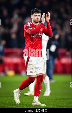 Neco Williams of Nottingham Forest applauds the fans after the game ...