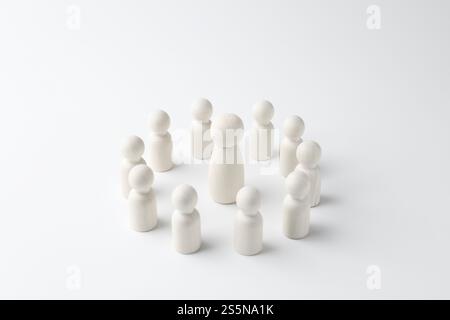 Big human figure among smaller ones on white background. Competition ...