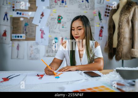 Female dressmaker creating clothes in workshop Stock Photo - Alamy